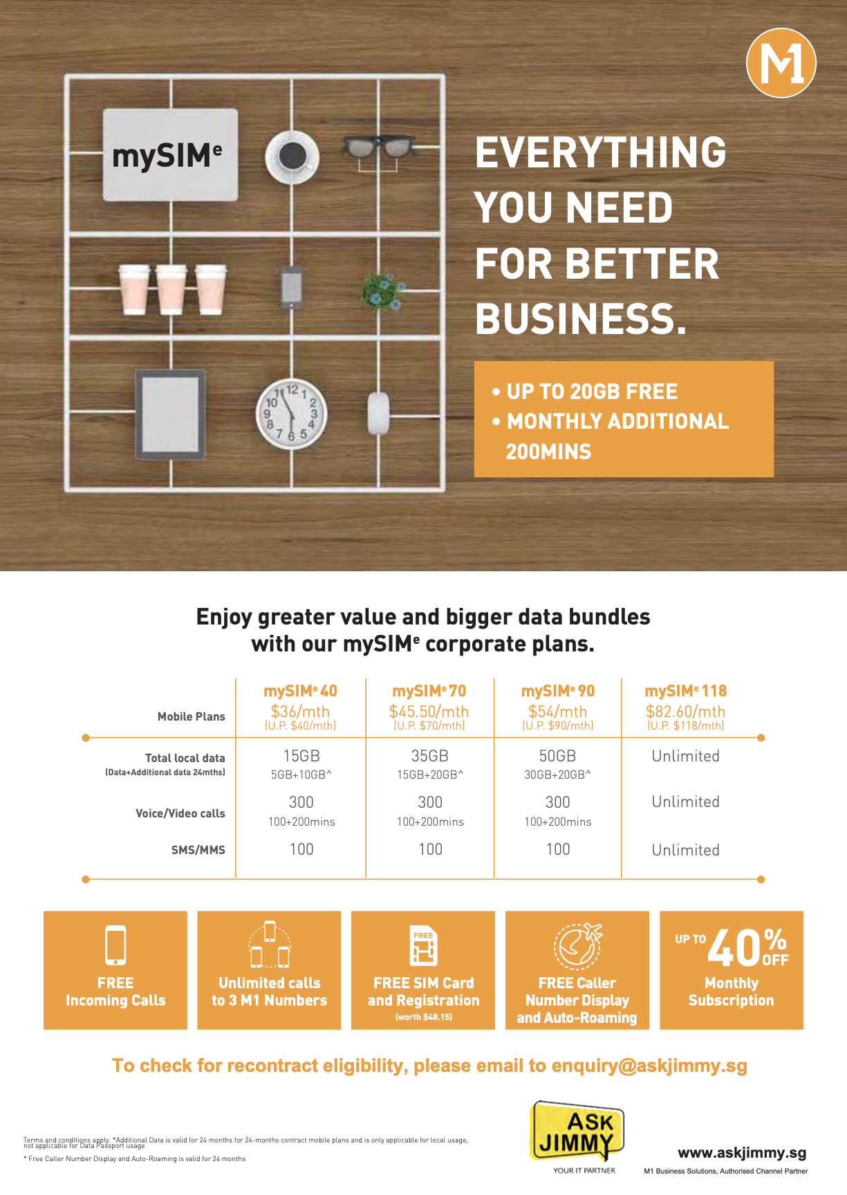M1 mySIMe, THE ONLY PLAN YOU NEED FOR YOUR BUSINESS - ASK JIMMY